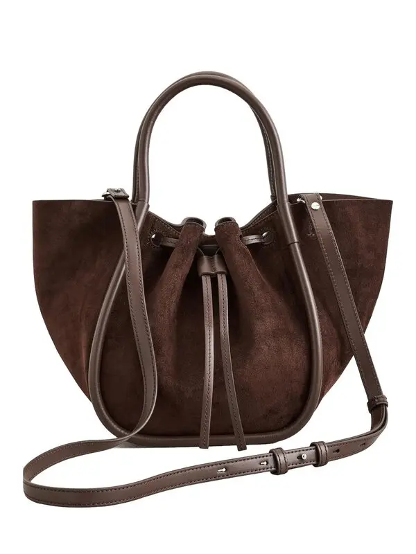 Proenza Schouler Small Ruched Suede Tote - Chocolate