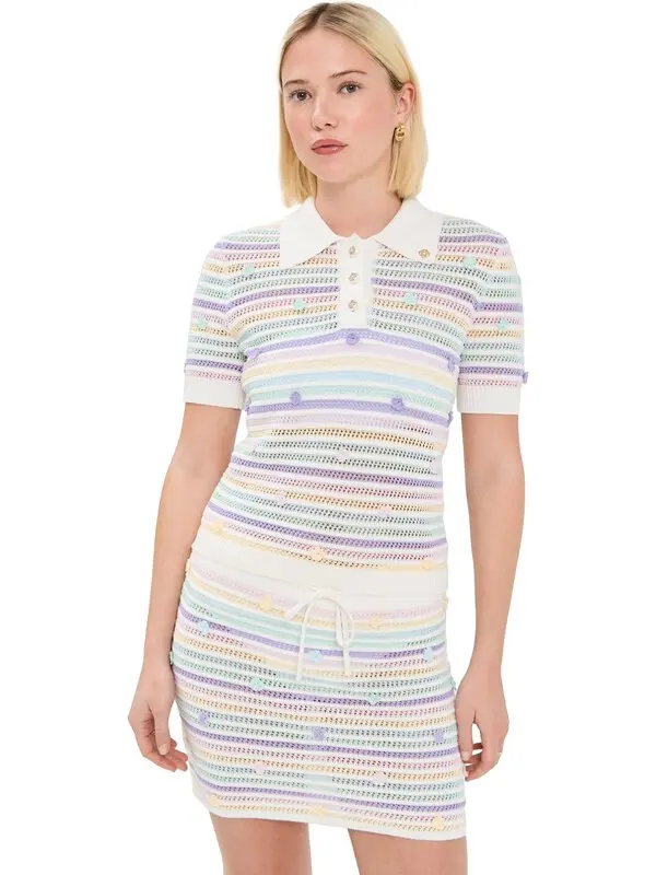 Casablanca Flower Crochet Polo - Cotton Multi