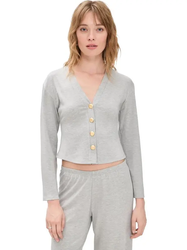 LE BOP Ponte Jersey Cardigan - Heather Grey