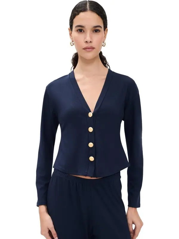 LE BOP Ponte Jersey Cardigan - Navy