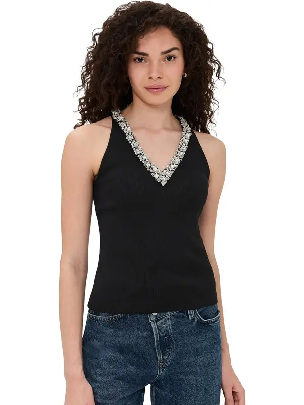 Veronica Beard Ayres Crystal-trimmed Tank - Black