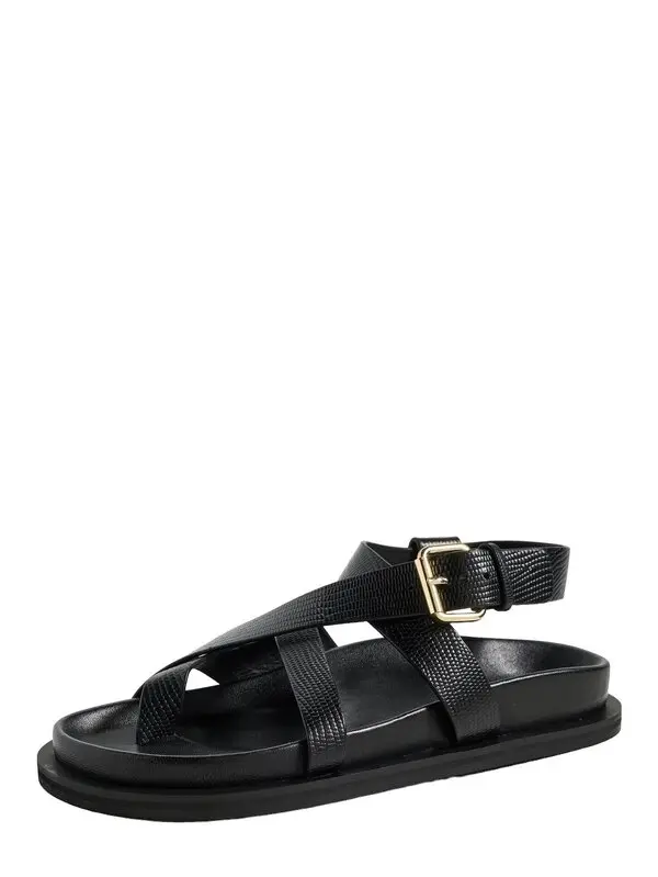 A.emery Elbert Sandals - Black Embossed Lizard