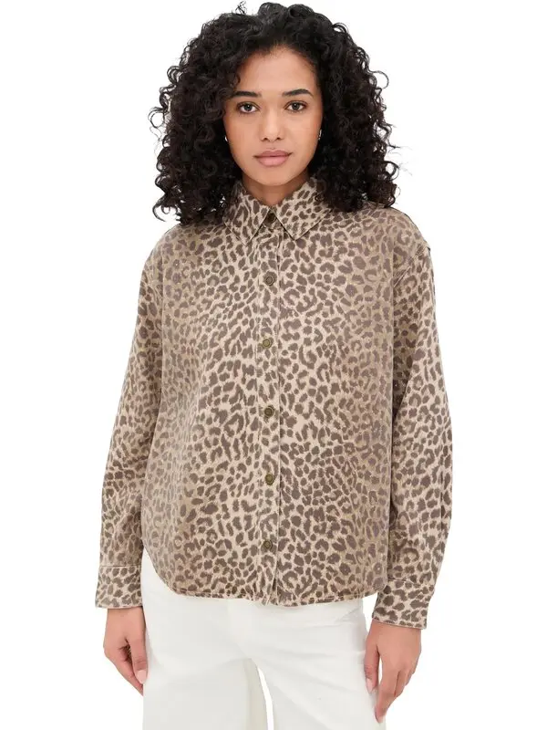 Xirena Gia Leopard Print Shirt - Sable