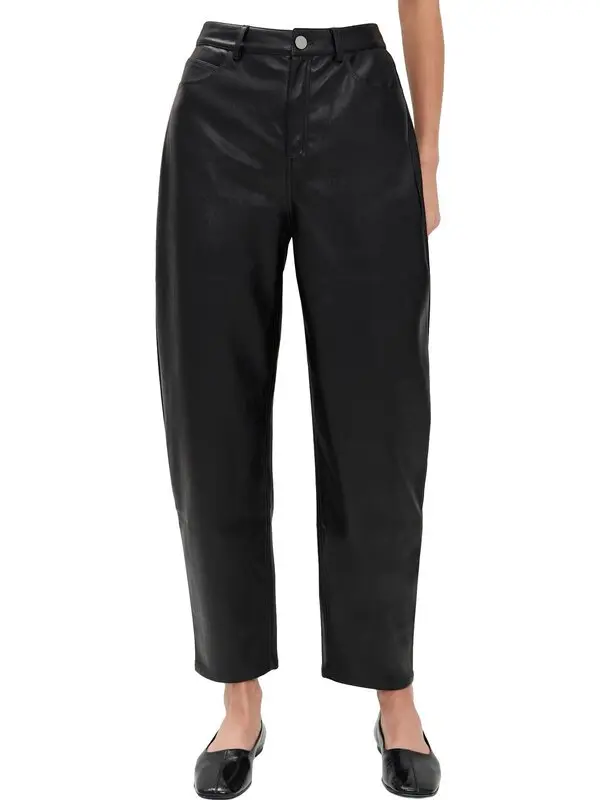 LE BOP Dakota Faux Leather Barrel Pants - Black