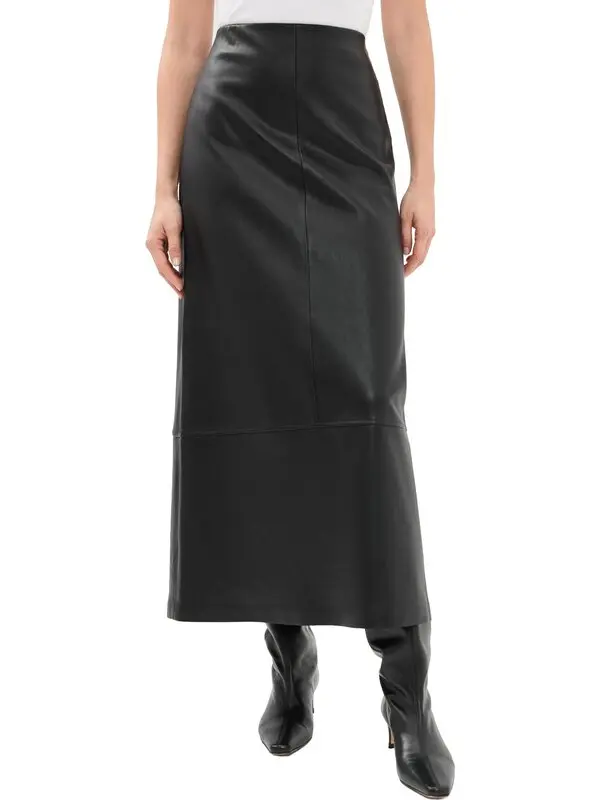 LE BOP Faux Leather Maxi Skirt - Black