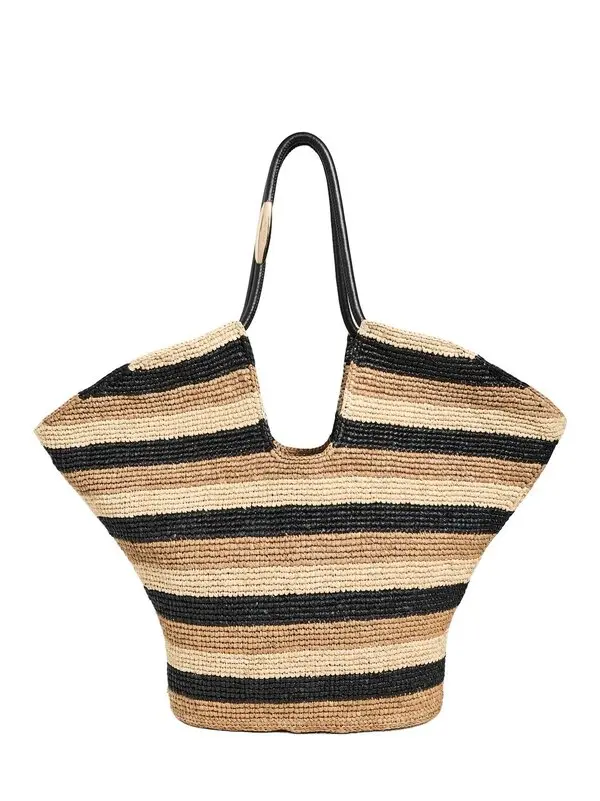 Zimmermann Large Raffia Tote - Black Stripes