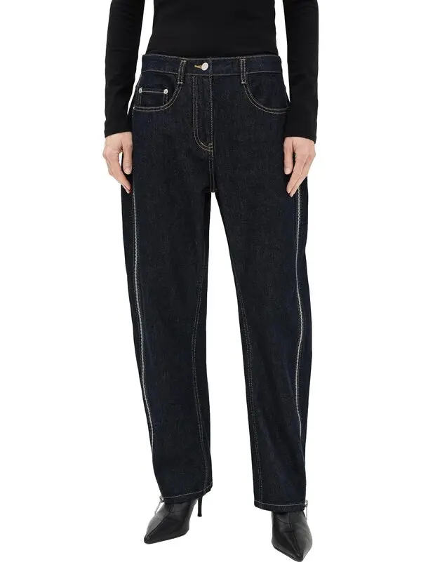 3.1 Phillip Lim Denim Curved Petite Jeans With Zippers - Dark Indigo