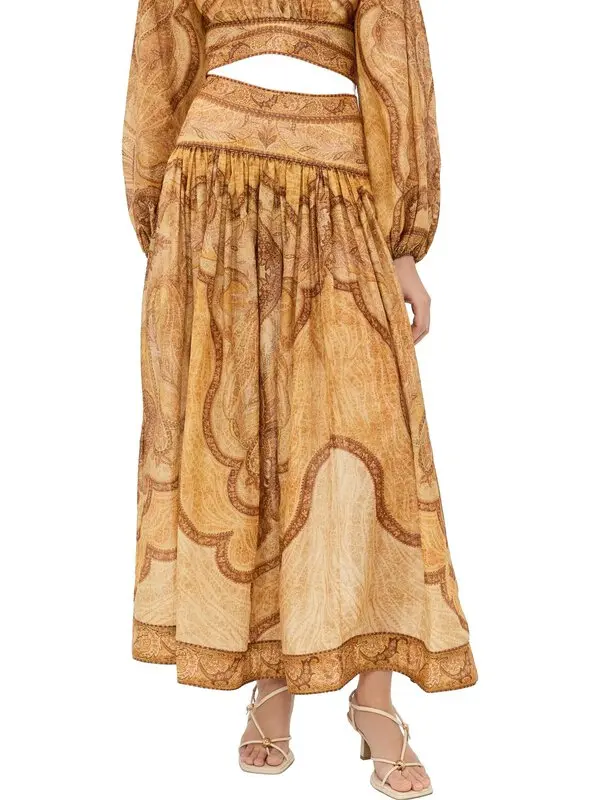 Zimmermann Wanderlust Maxi Skirt - Tapestry Mustard Multi