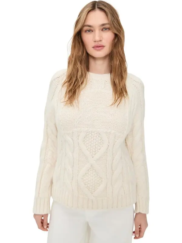 Lingua Franca Bjorn Alpaca Equestrian Crewneck - Cream