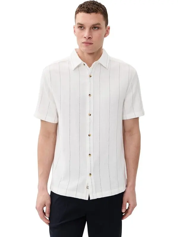 FAIR HARBOR Oasis Textured Shirt - Shell Stripe