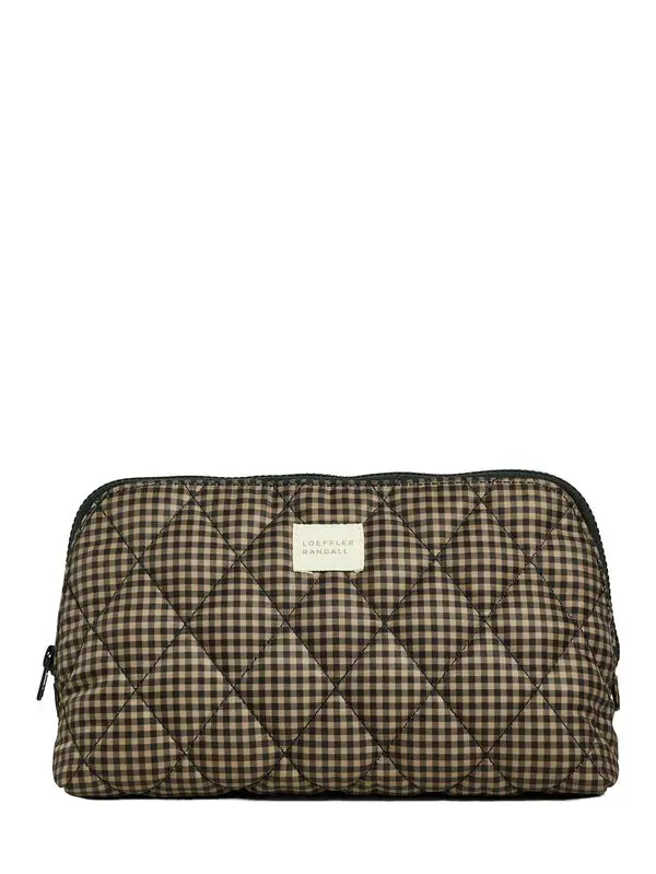 LOEFFLER RANDALL Frances Quilted Cosmetic Pouch - Brown/black Check