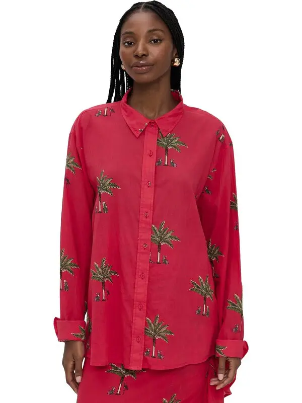 CONIGLIO PALM BEACH Printed Button-down Shirt - Petit Palm Red