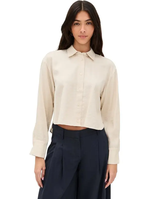 LE BOP Felicity Satin Button-down Top - Ivory