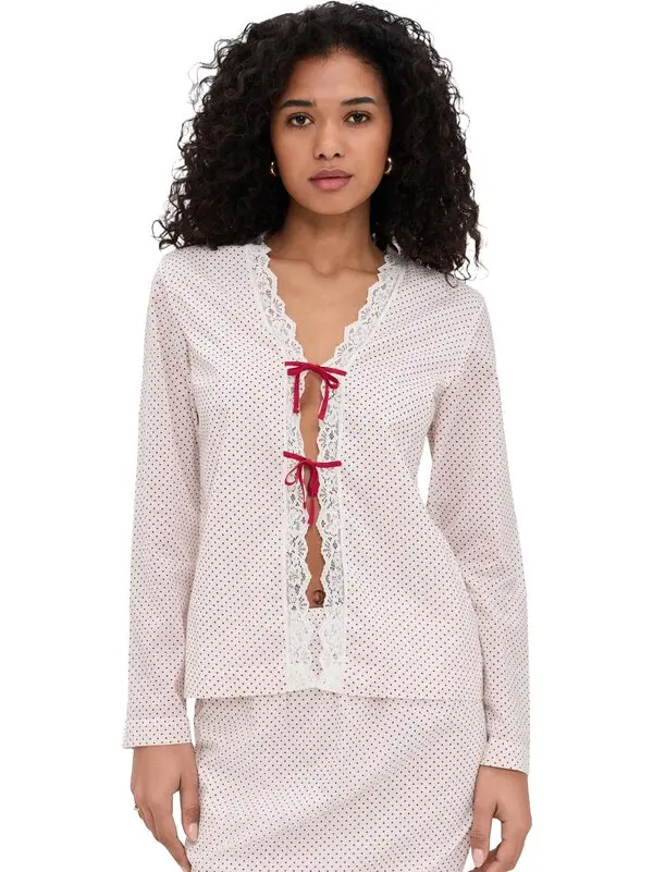 Posse Marlowe Blouse - Cream & Red Polka Dot