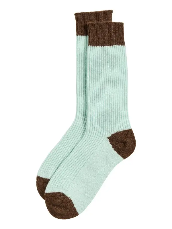 Guest In Residence The Soft Cashmere Socks - Seaglass/chestnut