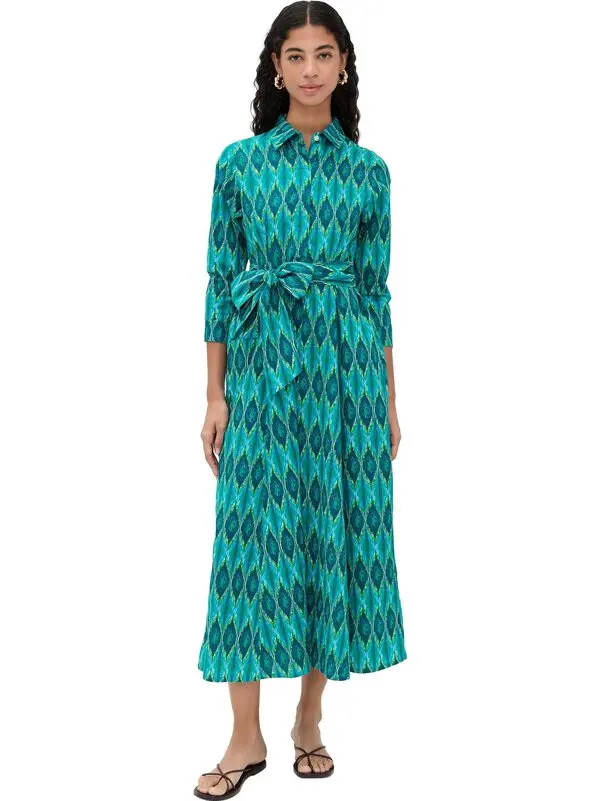 GUADALUPE DESIGN Luciana Ikat Midi Dress - Aqua
