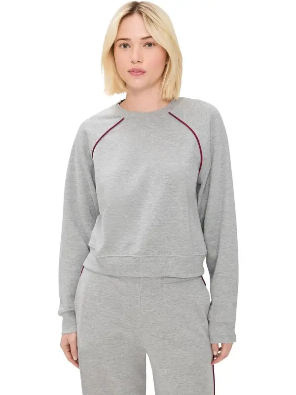 STATE & LAKE Nola Sweatshirt - Heather Grey/burgundy