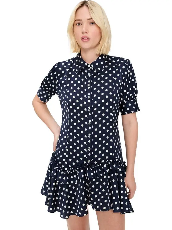 Sandy Liang Polka Dot Mini Dress - Navy Multi