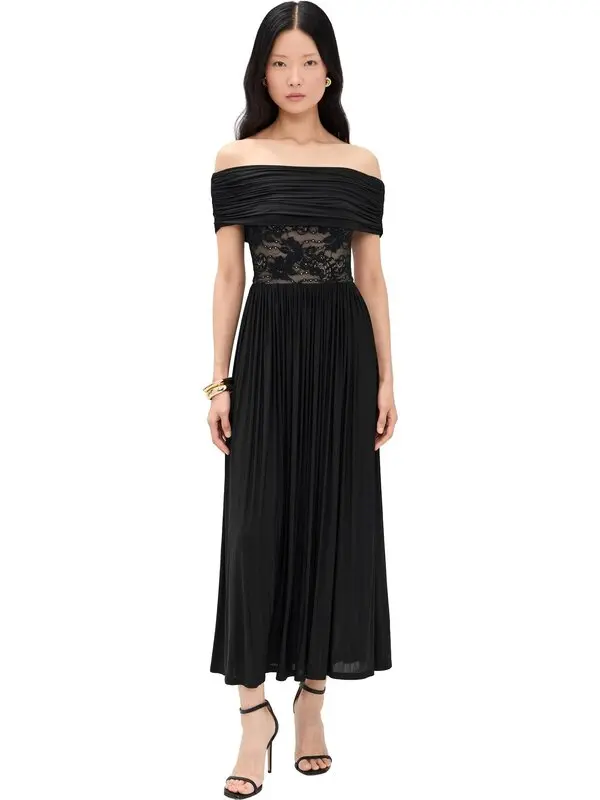 Zimmermann Stretch Lace Jersey Maxi Dress - Black