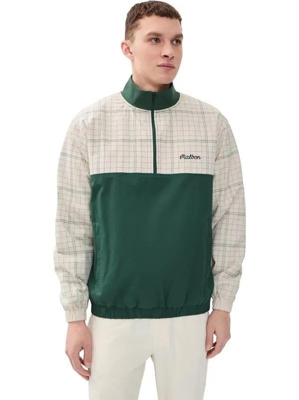MALBON Spruce Quarter Zip Jacket - Hunter Green/ivory