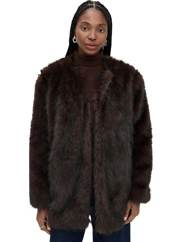 MADISON THE LABEL Marlowe Faux Fur Jacket - Espresso