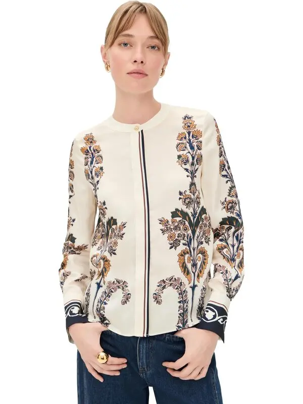 Veronica Beard Hoku Floral Print Blouse - Ecru Multi