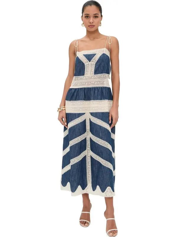 Zimmermann Awaken Denim Slip Dress - Railway Blue