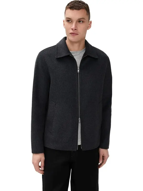 Vince Splittable Wool Blend Zip Jacket - H Black