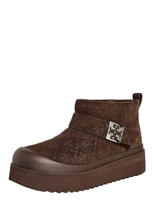 Tory Burch Mellow Shearling Platform Boots - Dark Cocoa Tmono/silver