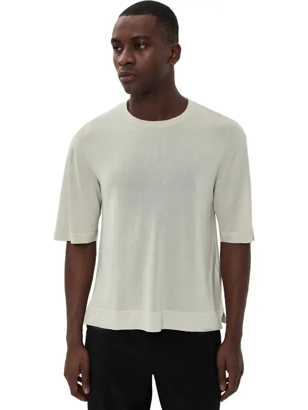Officine Générale Boris Lyocell Wool Tee - Moon
