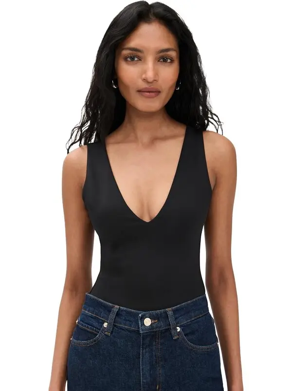 Good American Scuba Deep V Thong Bodysuit - Black001