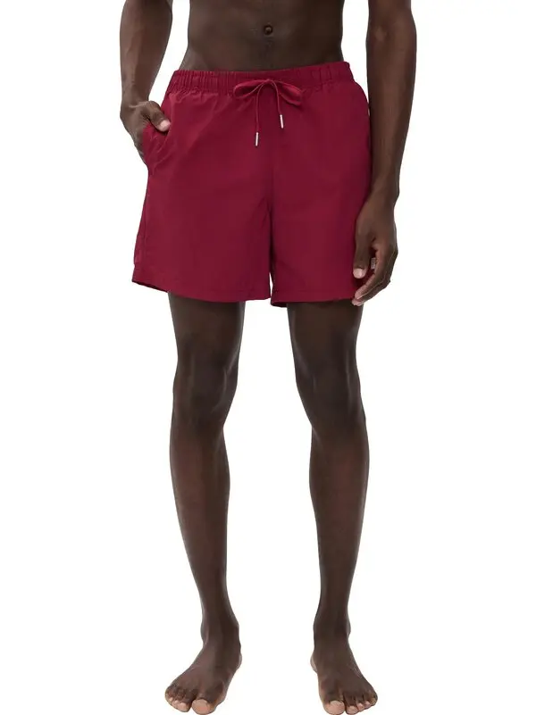 BATHER Solid Swim Trunks - Sangria