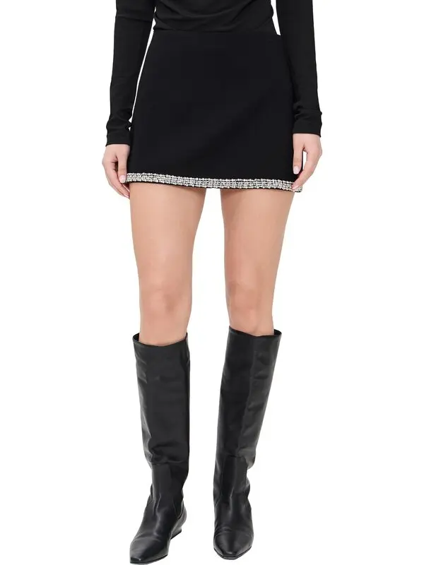 Alice + Olivia Rubi Embellished Micro Skirt - Black