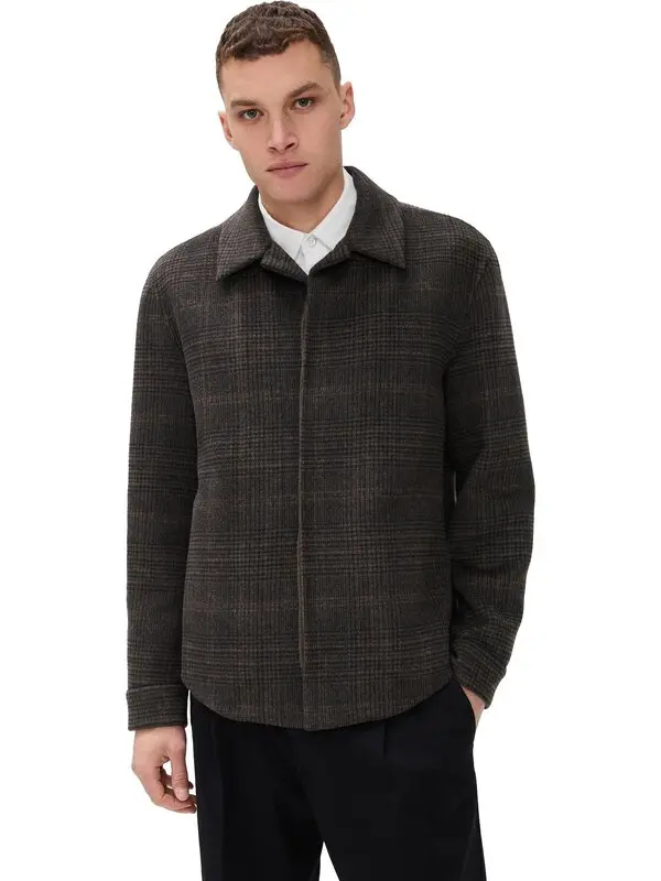 Vince Plaid Wool Shirt Jacket - Dark Mission