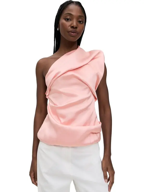 MARQUES' ALMEIDA Heavy Satin Draped Top - Pink