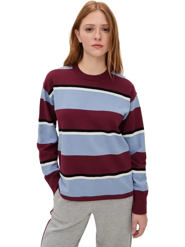 STATE & LAKE Nia Rugby Striped Sweater - Burgundy/blue