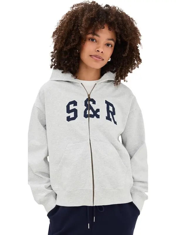 SPORTY & RICH R Ivy Zip Hoodie - Heather Gray