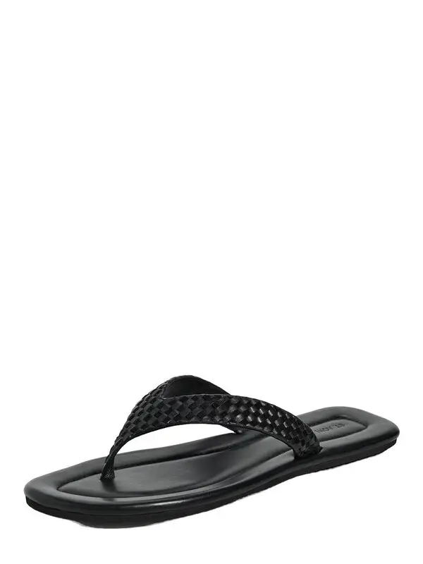 ST. AGNI Lattice Weave Thong Flip Flops - Black