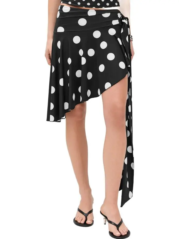 Lioness Safari Polka-dot Print Midi Skirt - Noir Polka