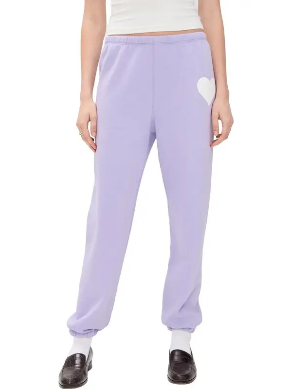 Sprwmn Heart Graphic Sweatpants - Lavender