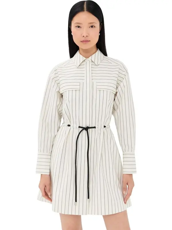 3.1 Phillip Lim Long Sleeve Belted Shirt Dress - Cream Multi