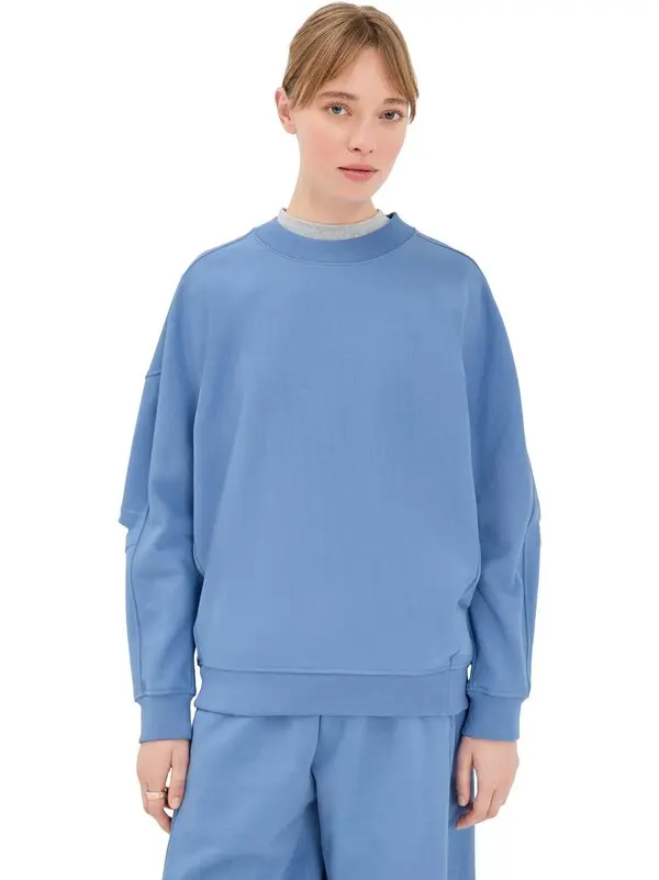 Tibi Cocoon Crewneck Sweatshirt - Light Blue