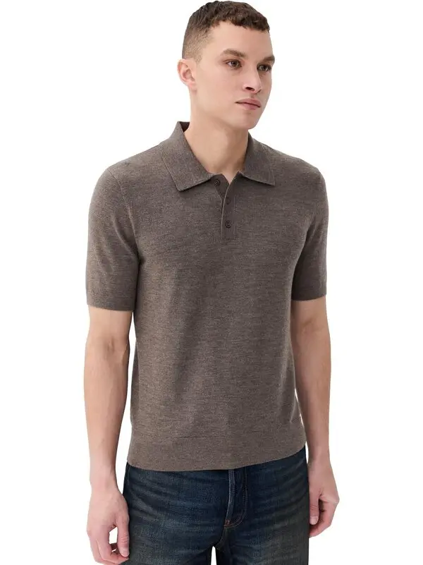 WAX LONDON Naples Polo Sweater - Brown Marl