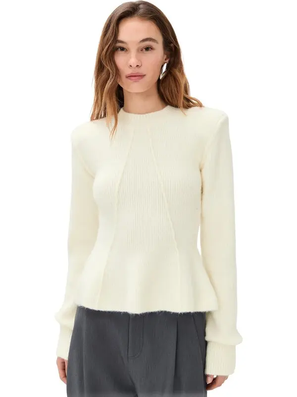 Remain Birger Christensen Peplum Sweater - Egret