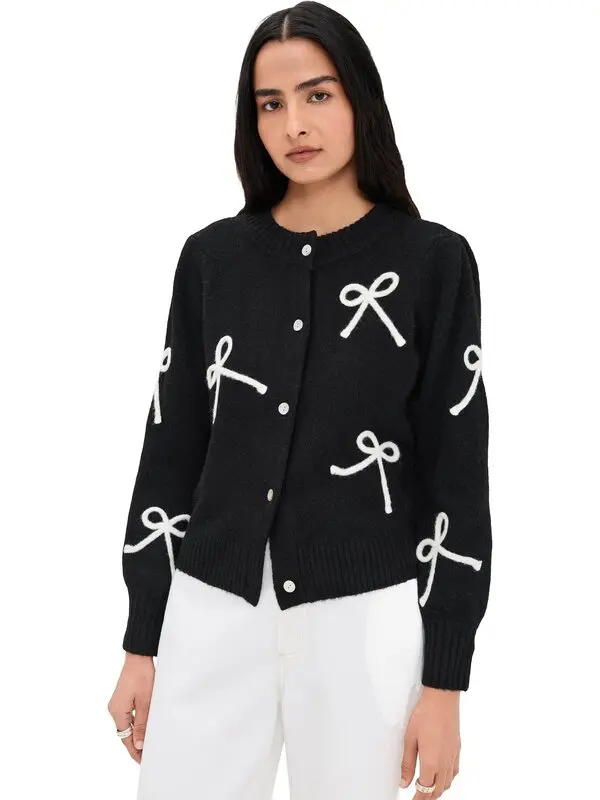 Rails Francesca Bow Cardigan - Black Ivory