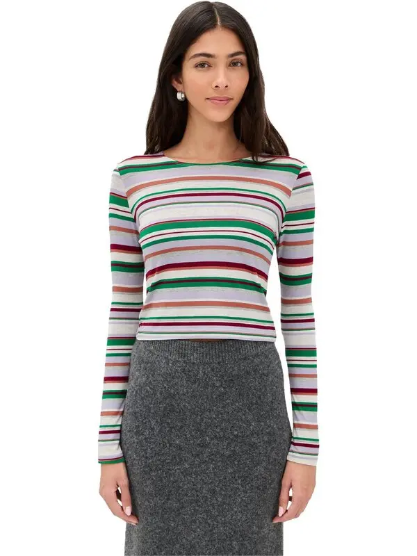 LE BOP Striped Long Sleeve Tee - Autumn Stripe
