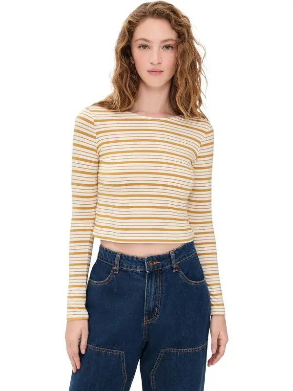LE BOP Striped Long Sleeve Tee - Yellow/ivory