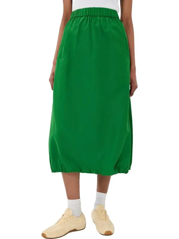 Tibi Nylon Midi Skirt - Green