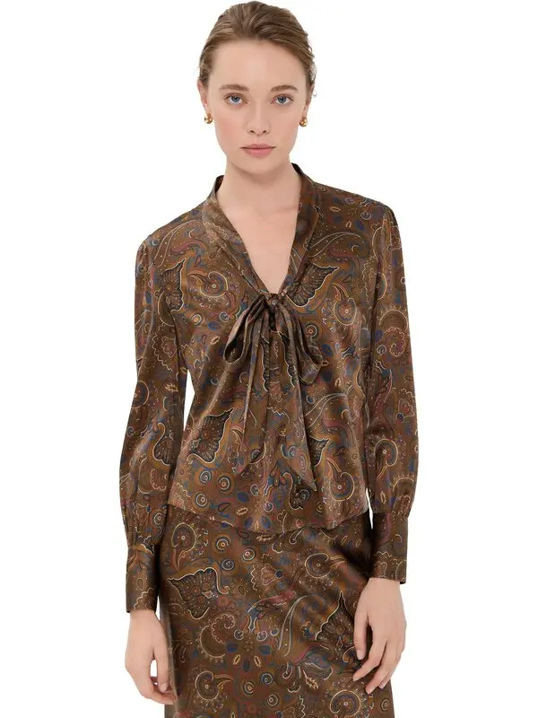 Veronica Beard Francine Paisley Print Blouse - Walnut Multi