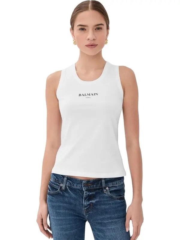 Balmain Printed Tank Top - Blanc/noir